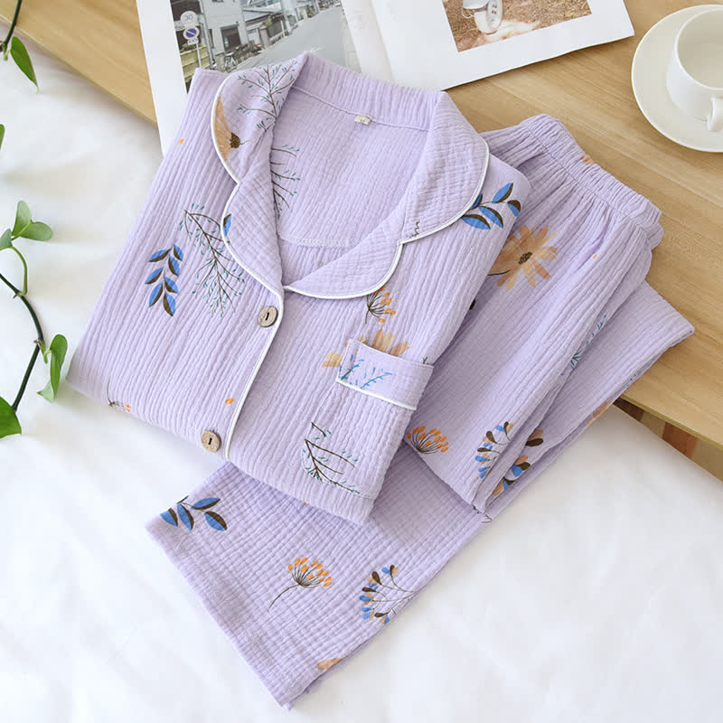 Purple Flower Pajama Set