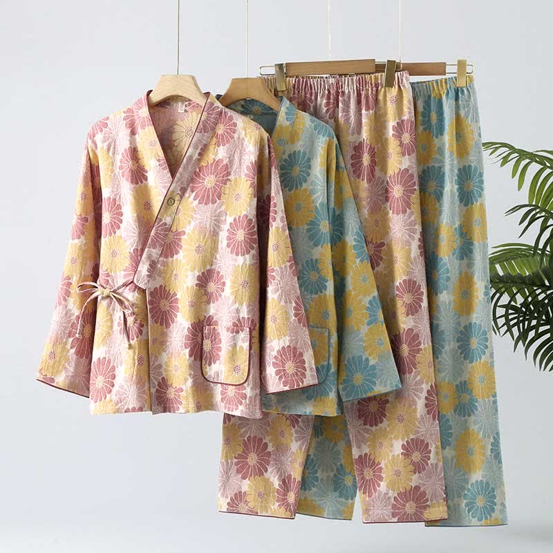 Floral Patterned Kimono Set