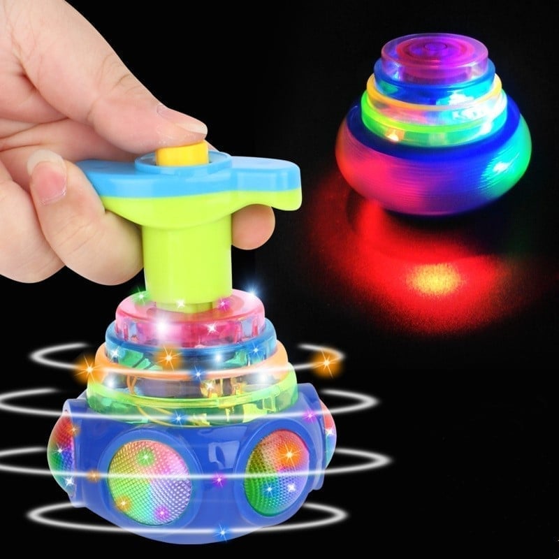 Music Flashing Spinners Toy With Launcher, Christmas Gift For Kids