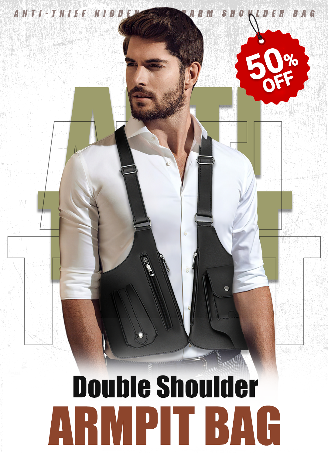 🔥NEW HOT SALE 🔥Double Shoulder Strap Multi-Pocket Outdoor Anti-Theft ...