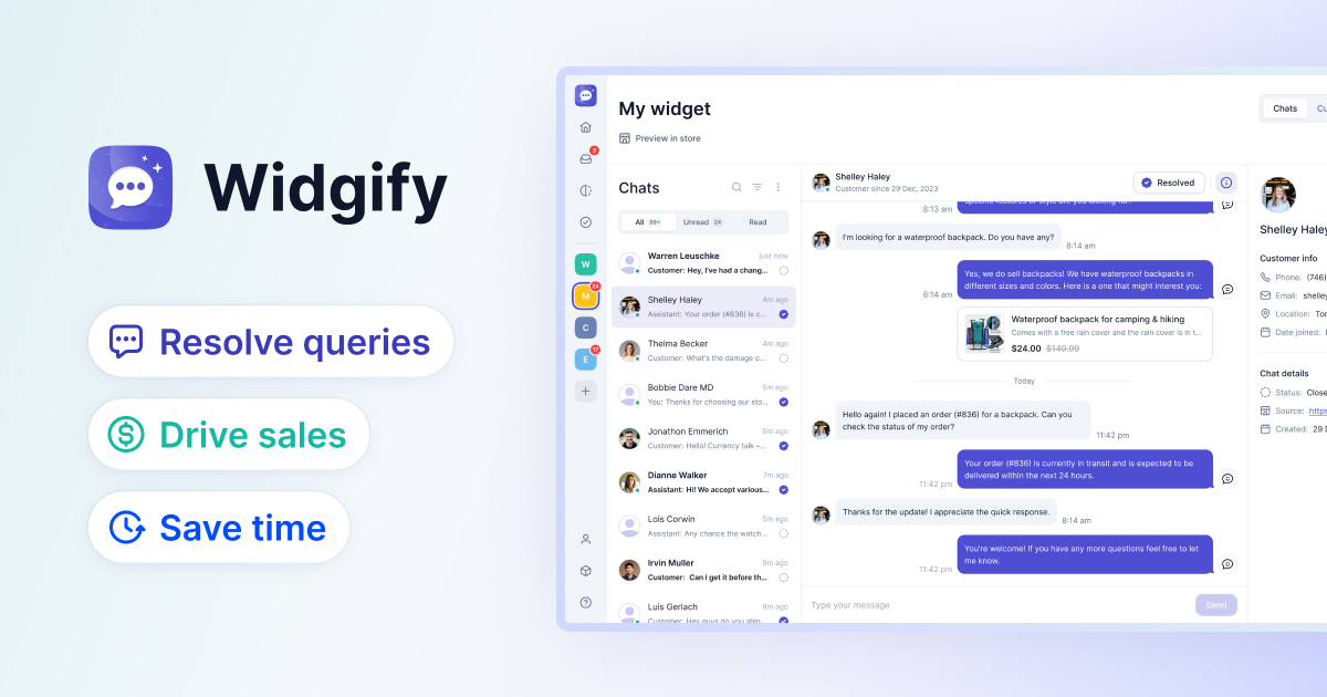 Widgify - #1 AI-Powered Live Chat for Online Stores & Websites