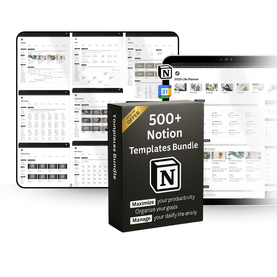 550+ Ultimate Notion Templates Bundle – PLR Included