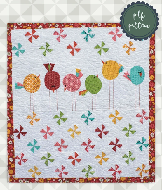 Twitter Quilt Pattern - Birds and pinwheels