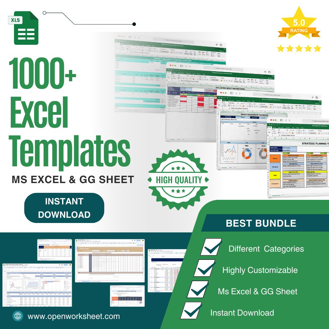1000+ Excel Templates Worksheet Bundle